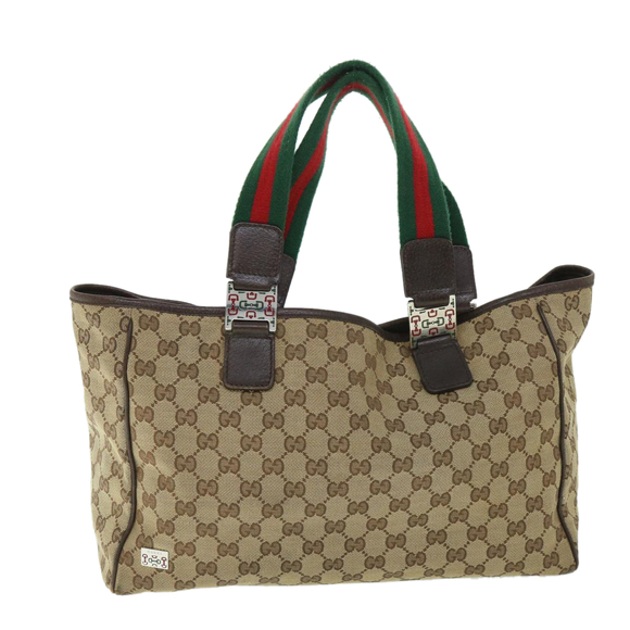 Gucci | Bags | Gucci Gg Canvas Web Sherry Line Tote Bag Beige Red Green 45758 Auth 54842 | Poshmark